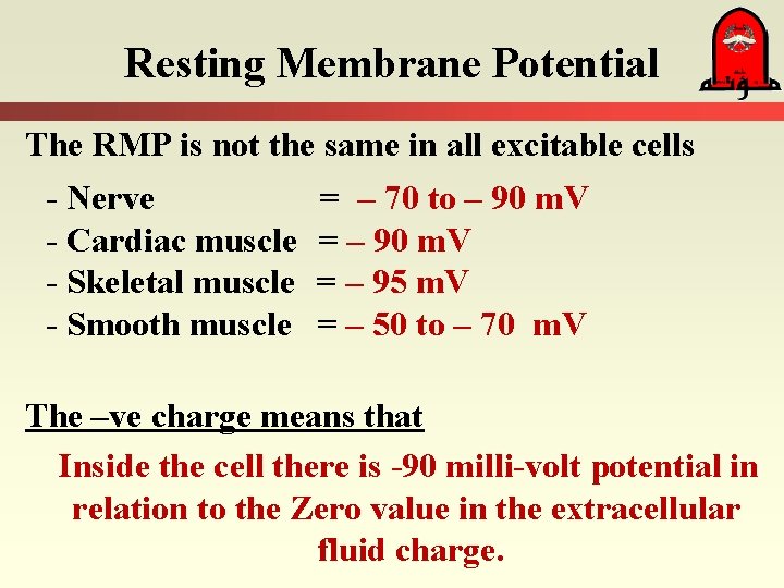 Physiology of Excitable tissue L 1 RMP Prof
