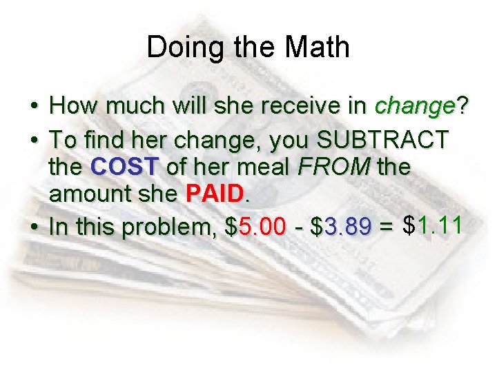 Making Change Adding and Subtracting with Money Making