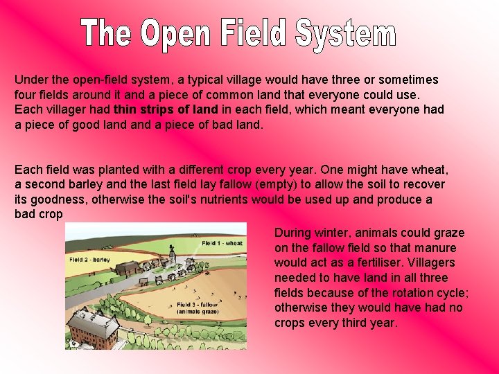 Under the openfield system a typical village would