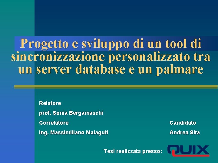 Progetto e sviluppo di un tool di sincronizzazione