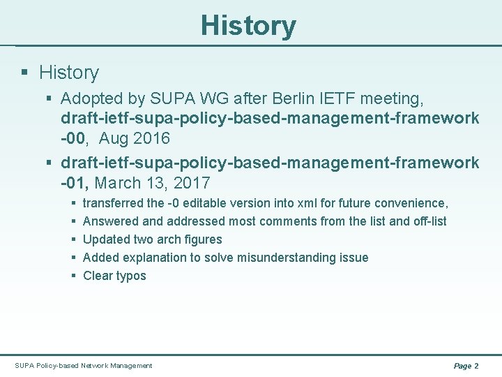 SUPA Policybased Management Framework SUPA Simplified Use of