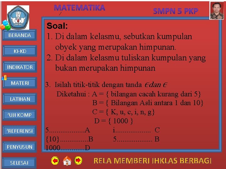 BERANDA KIKD INDIKATOR MATERI LATIHAN BERANDA MATEMATIKA SMP
