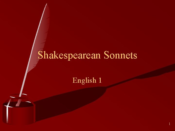 Shakespearean Sonnets English 1 1 William Shakespeare 2