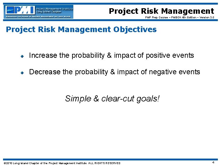 Project Risk Management PMP Prep Course PMBOK 4