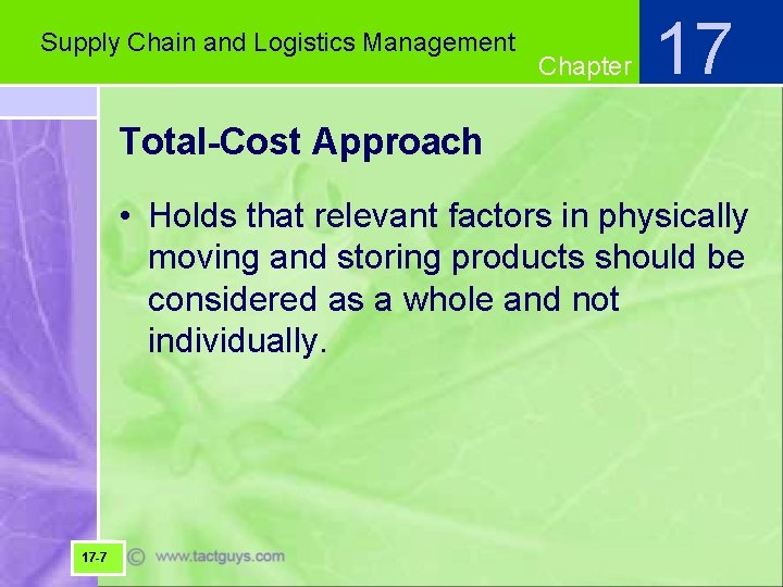 of MARKETING foundations Supply Chain and Logistics Management
