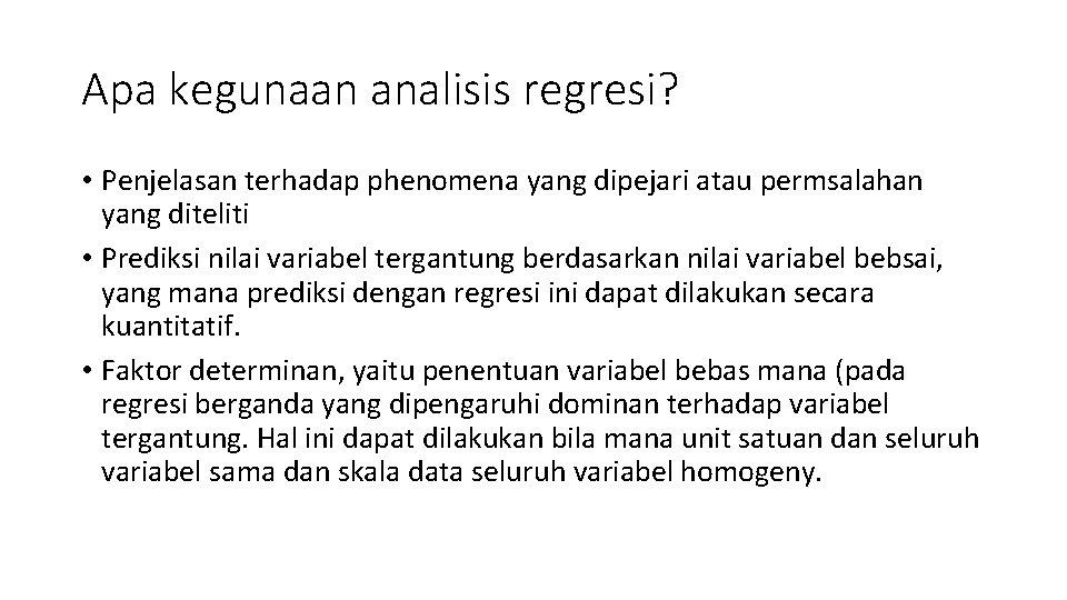 Analisis Regresi M Askari Zakariah Dosen Statistik Program