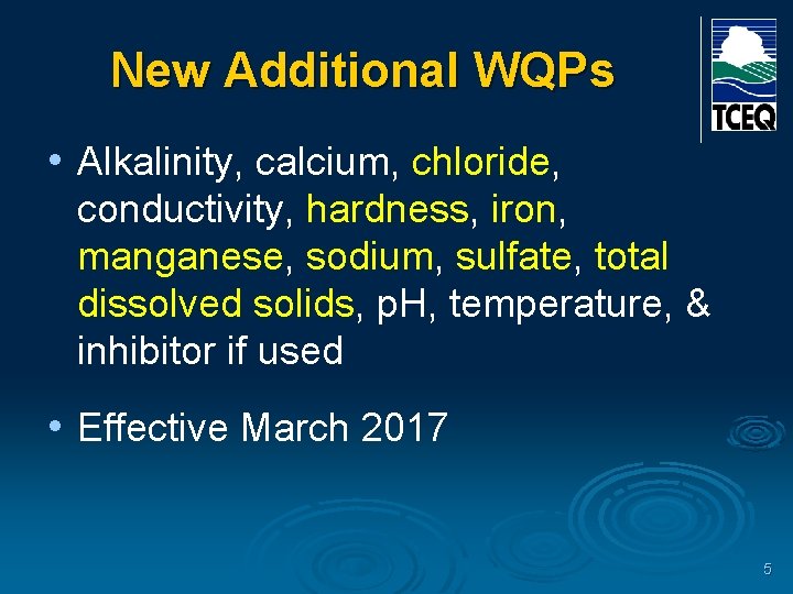 TCEQ Water Quality Parameter WQP Training Introduction November