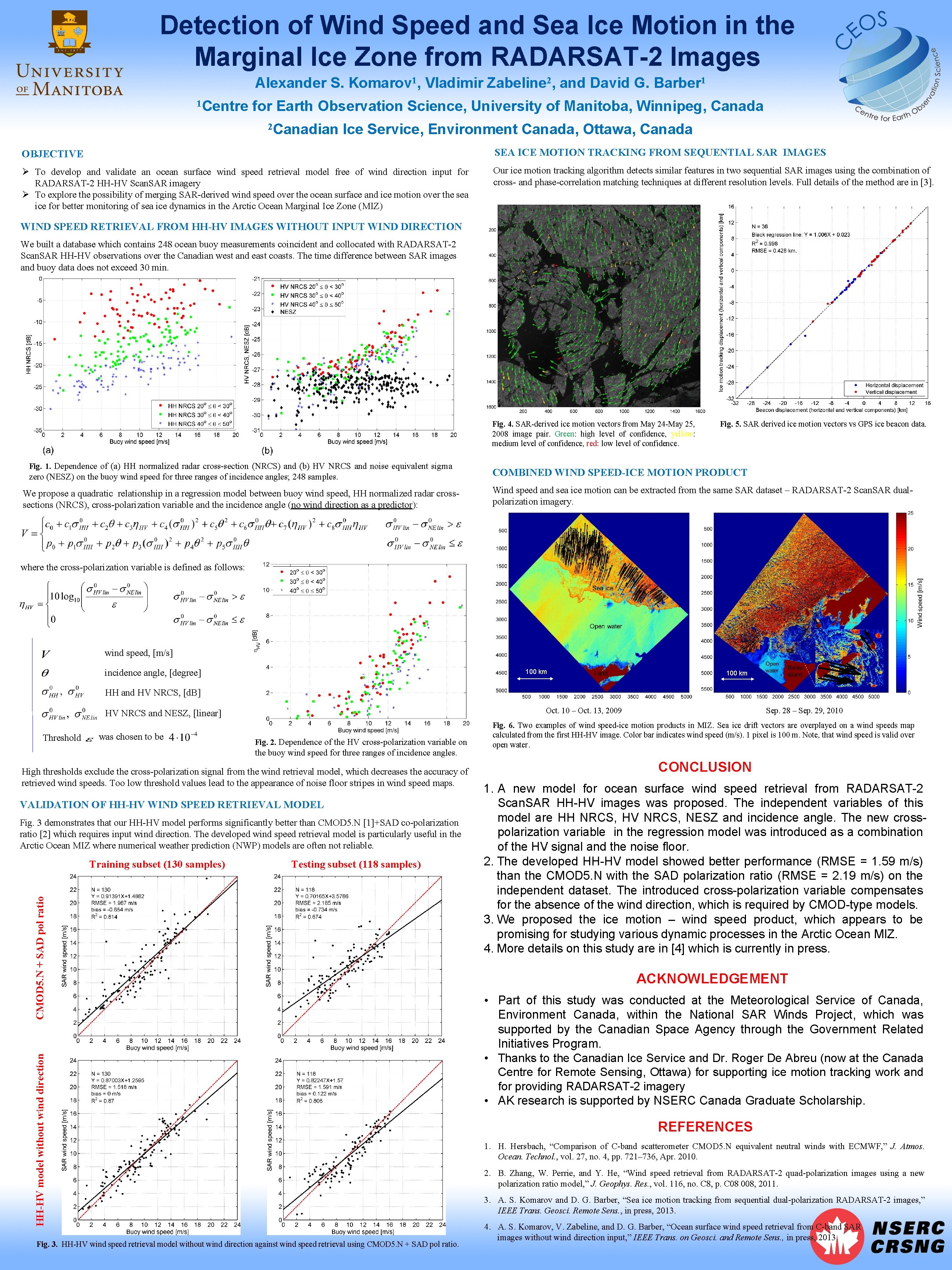 Detection of Wind Speed and Sea Ice Motion