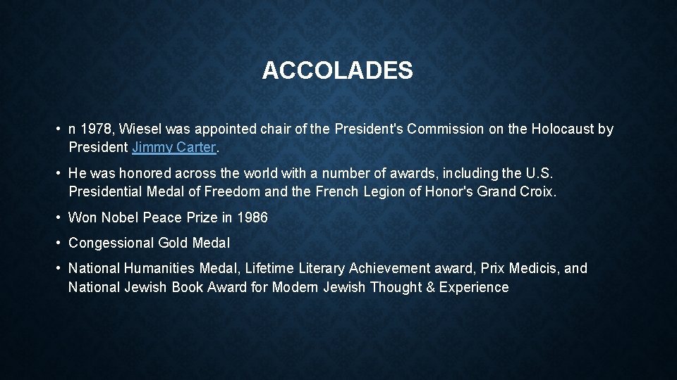 ELIEZER WIESEL By Alejandro M Davila Travis Evans