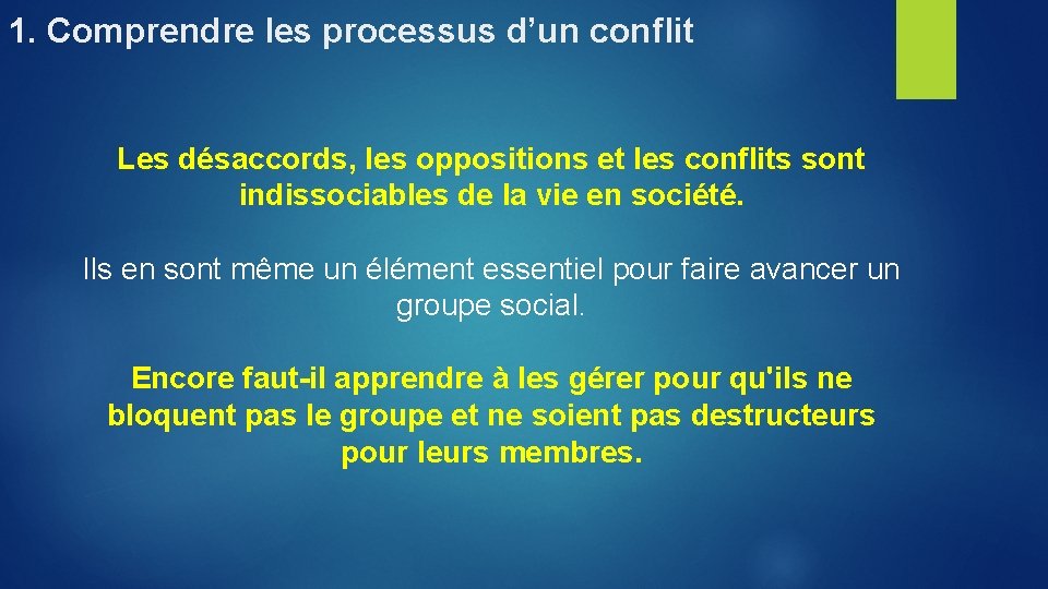 1 Comprendre les processus dun conflit Les dsaccords
