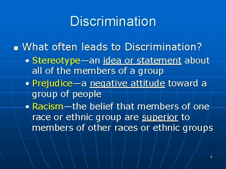 Diversity and Discrimination Vocabulary Facts and Information 1