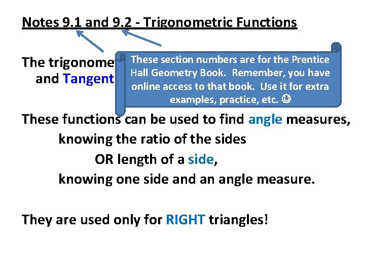 Trigonometry Day 1 Need Class Sets 12 set