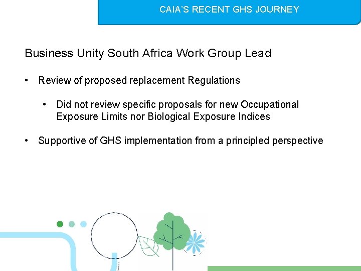 BUSACAIA GHS IMPLEMENTATION AN INDUSTRY PERSPECTIVE Presenter Deidre