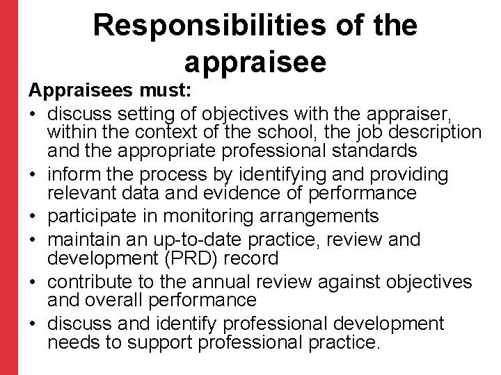 Performance management guidance Performance management Part D appraisees