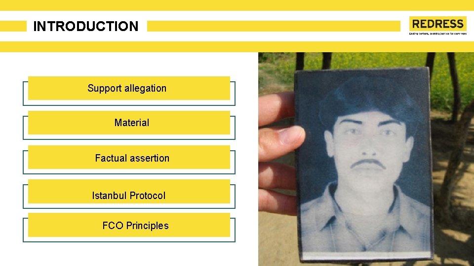 EVIDENCE INTRODUCTION Support allegation Material Factual assertion ...