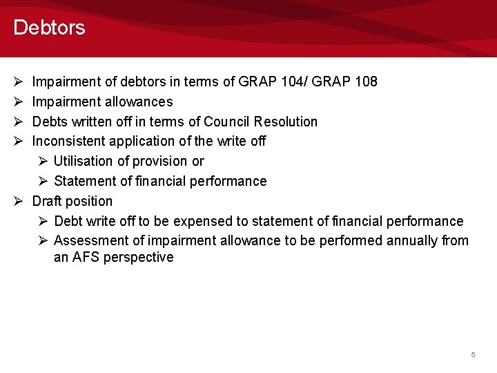 MSCOA Position Papers Outline Debtors Free Basic Services