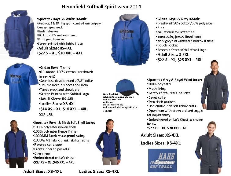 Hempfield Softball Spirit wear 2014 Sport tek Royal