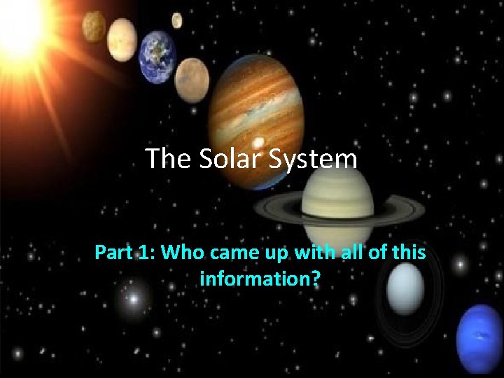 The Solar System Part 1 Who came up