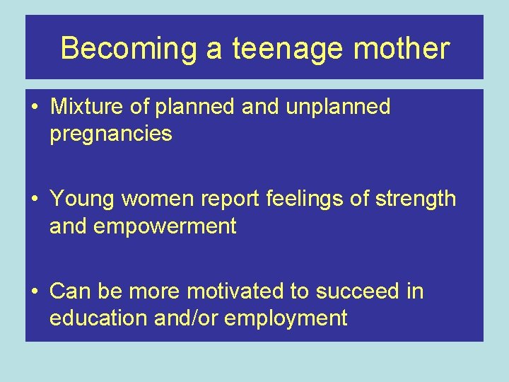 Teenage Pregnancy Week 18 Sociology of Human Reproduction