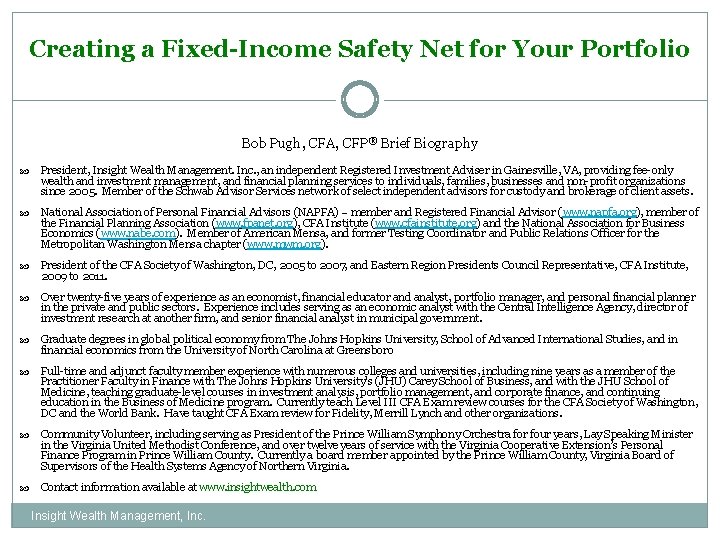Creating a FixedIncome Safety Net for Your Portfolio