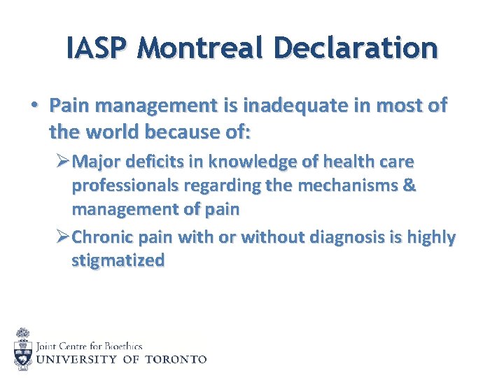 Global Challenges in Cancer Pain S Lawrence Librach