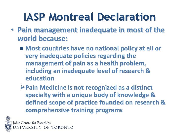 Global Challenges in Cancer Pain S Lawrence Librach
