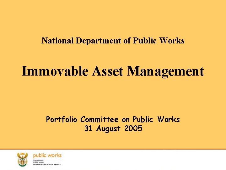 National Department of Public Works Immovable Asset Management