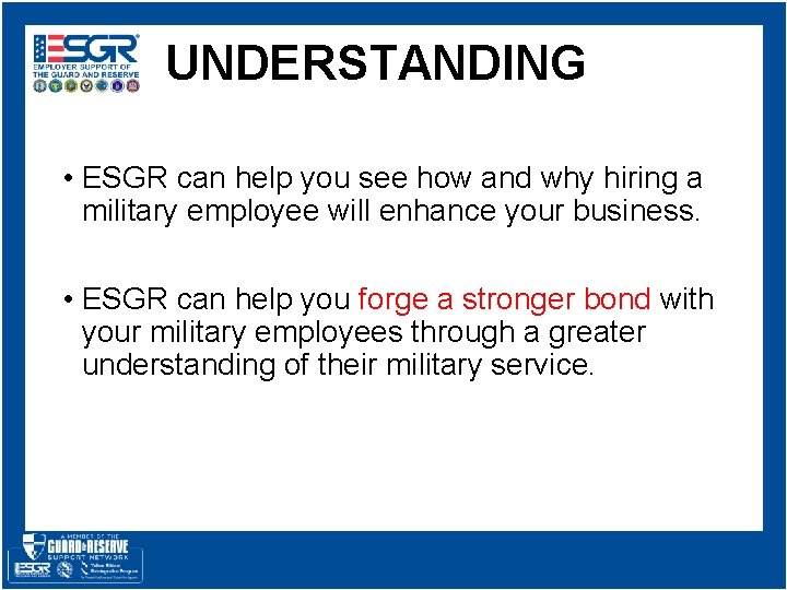INTRODUCTION Introduction of ESGR Volunteer Name When I