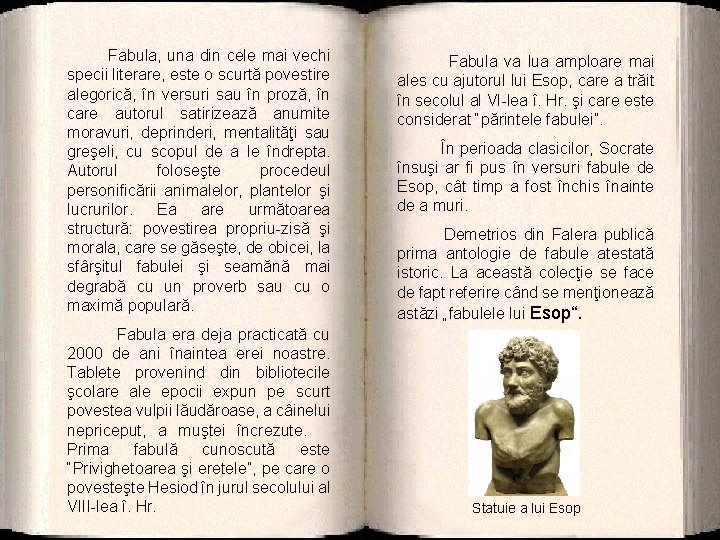 Fabula una din cele mai vechi specii literare