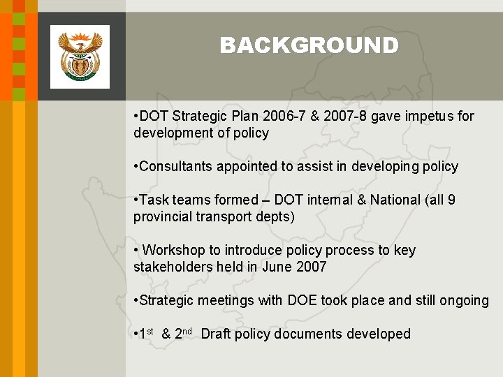 INTRODUCTION Scholar Transport Policy presentation to Transport Portfolio