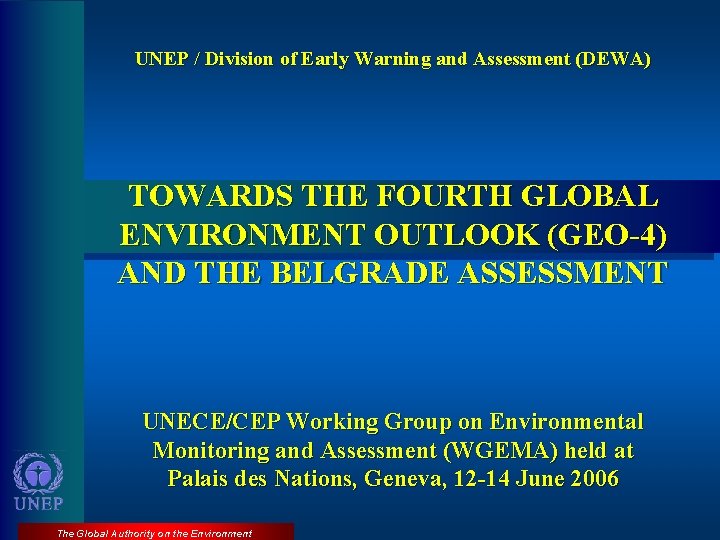 UNEP Division of Early Warning and Assessment DEWA
