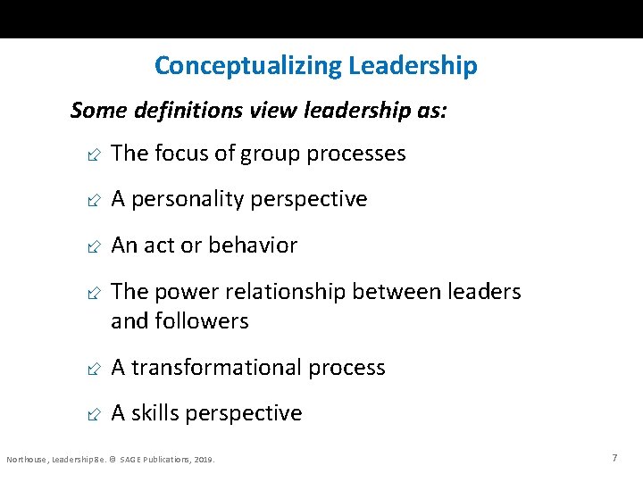 Introduction Chapter 1 Northouse Leadership 8 e SAGE