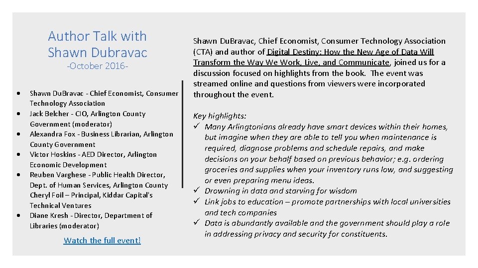 Series Highlights Digital Destiny Summary Public awareness campaign