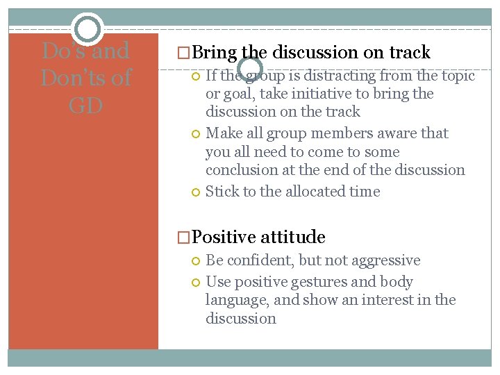 Group Discussions DOS AND DONTS Why is the