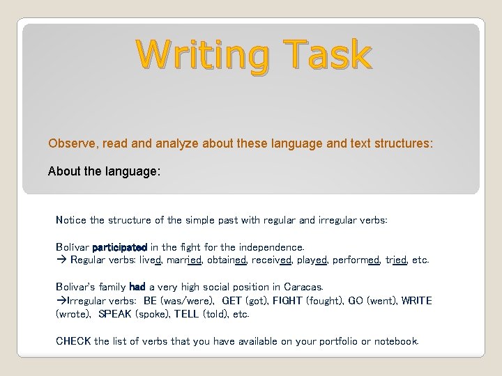 Writing Task Observe read analyze about these language