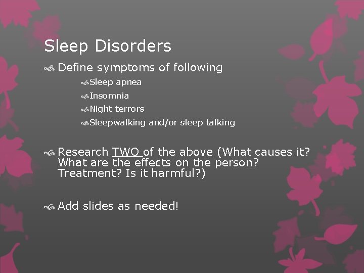 Psychology Sleep Quest Altered States of Consciousness Names