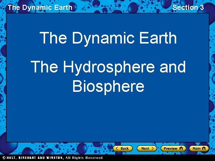 The Dynamic Earth Section 3 The Dynamic Earth