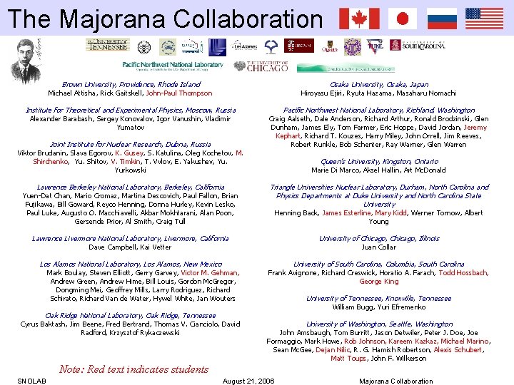 The Majorana Neutrinoless double decay experiment SNOLAB EAC