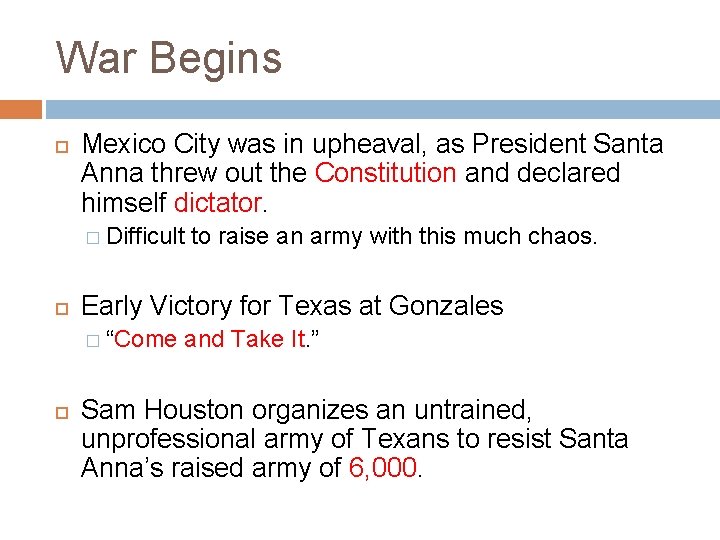 TEXAS INDEPENDENCE Migration to Texas 1821 Mexico wins