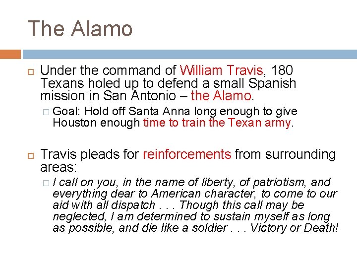 TEXAS INDEPENDENCE Migration to Texas 1821 Mexico wins