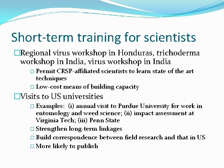 Capacity building and short term training for IPM
