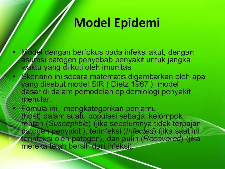 Dinamika Populasi dan Model Epidemi Oleh Ikrimah Nafilata