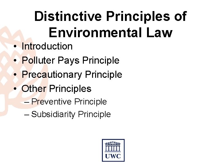 Environmental Sustainability Studies ESS 122 Lecture 1 THE