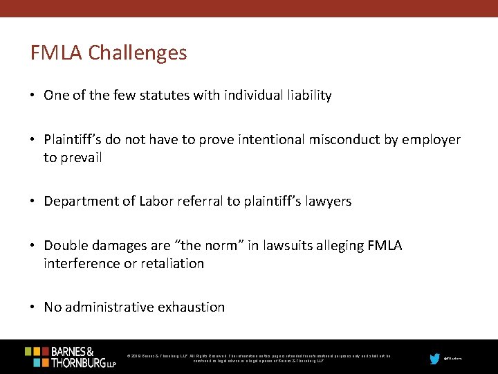2019 FMLA and ADA Update David Ritter Barnes