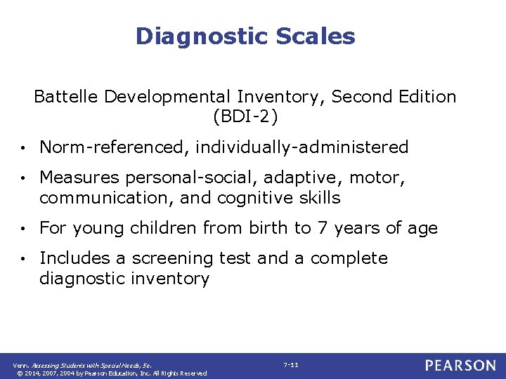 CHAPTER 7 Developmental Assessment Assessing Students with Special