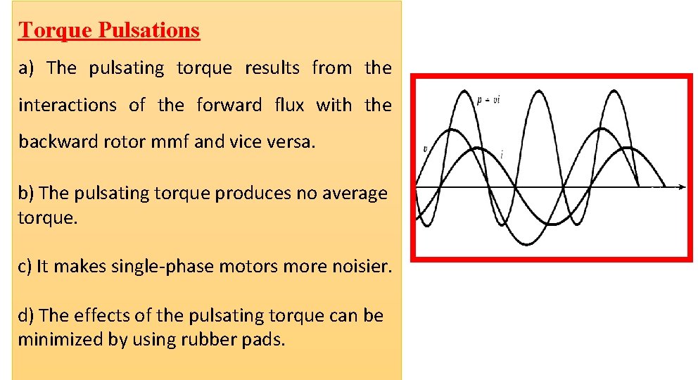 Torque Pulsations a The pulsating torque results from