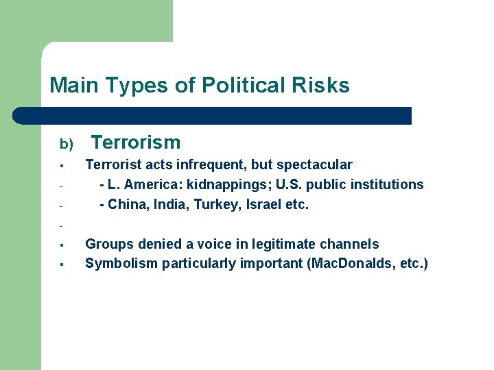 TAMS NOVK Global Business Environment Political risks Definition