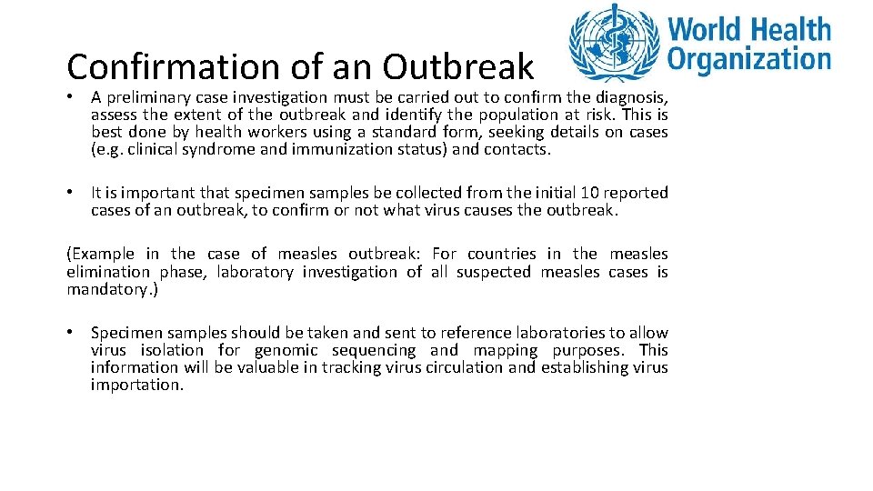 1 Outbreak Management of Infection 2 Infection control