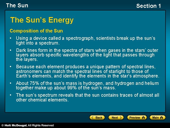 The Sun Section 1 Structure of the Sun