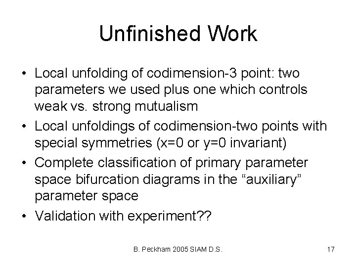 A Bifurcation Analysis of a Differential Equations Model